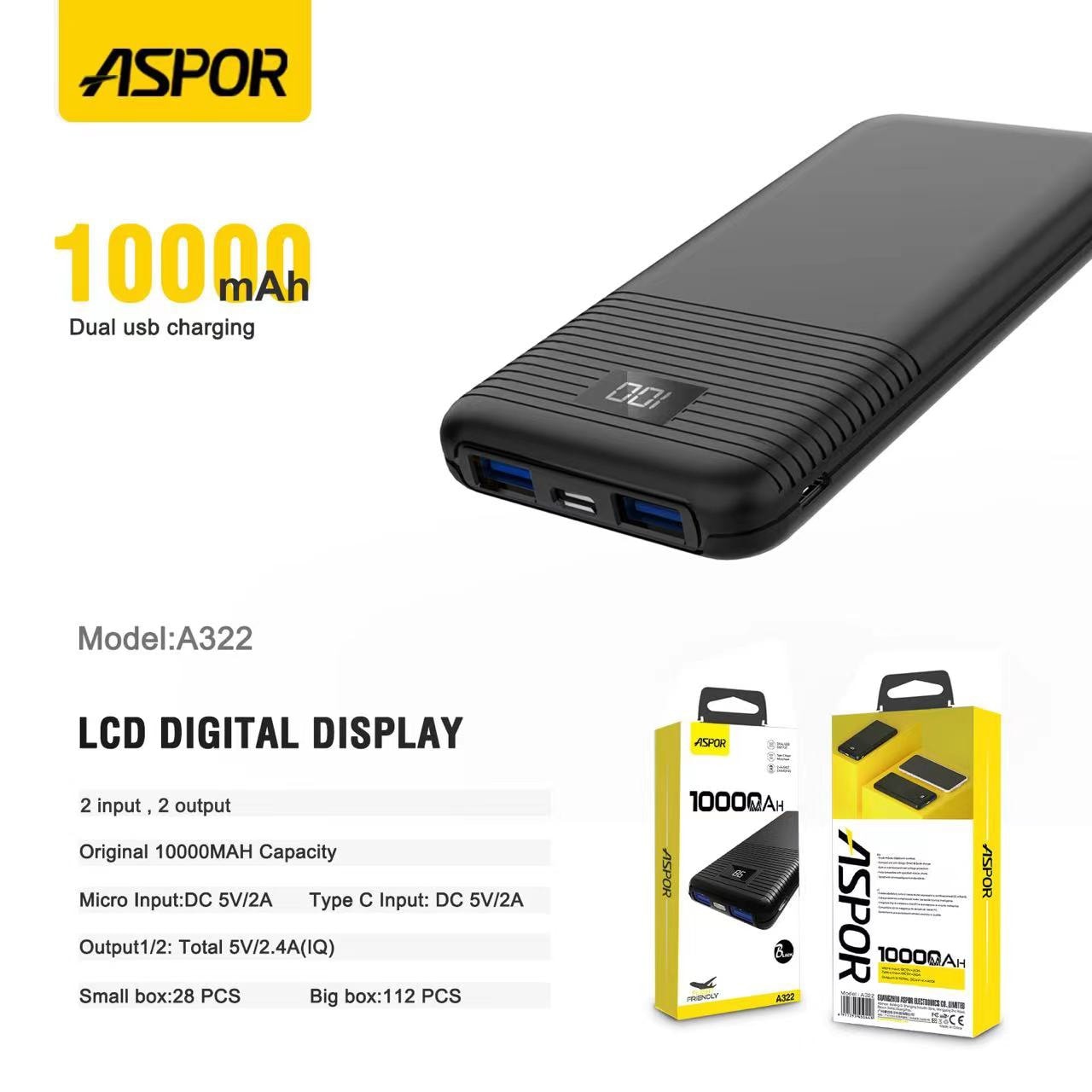 ASPOR A322 Power Bank 10000mAh • Gadget City